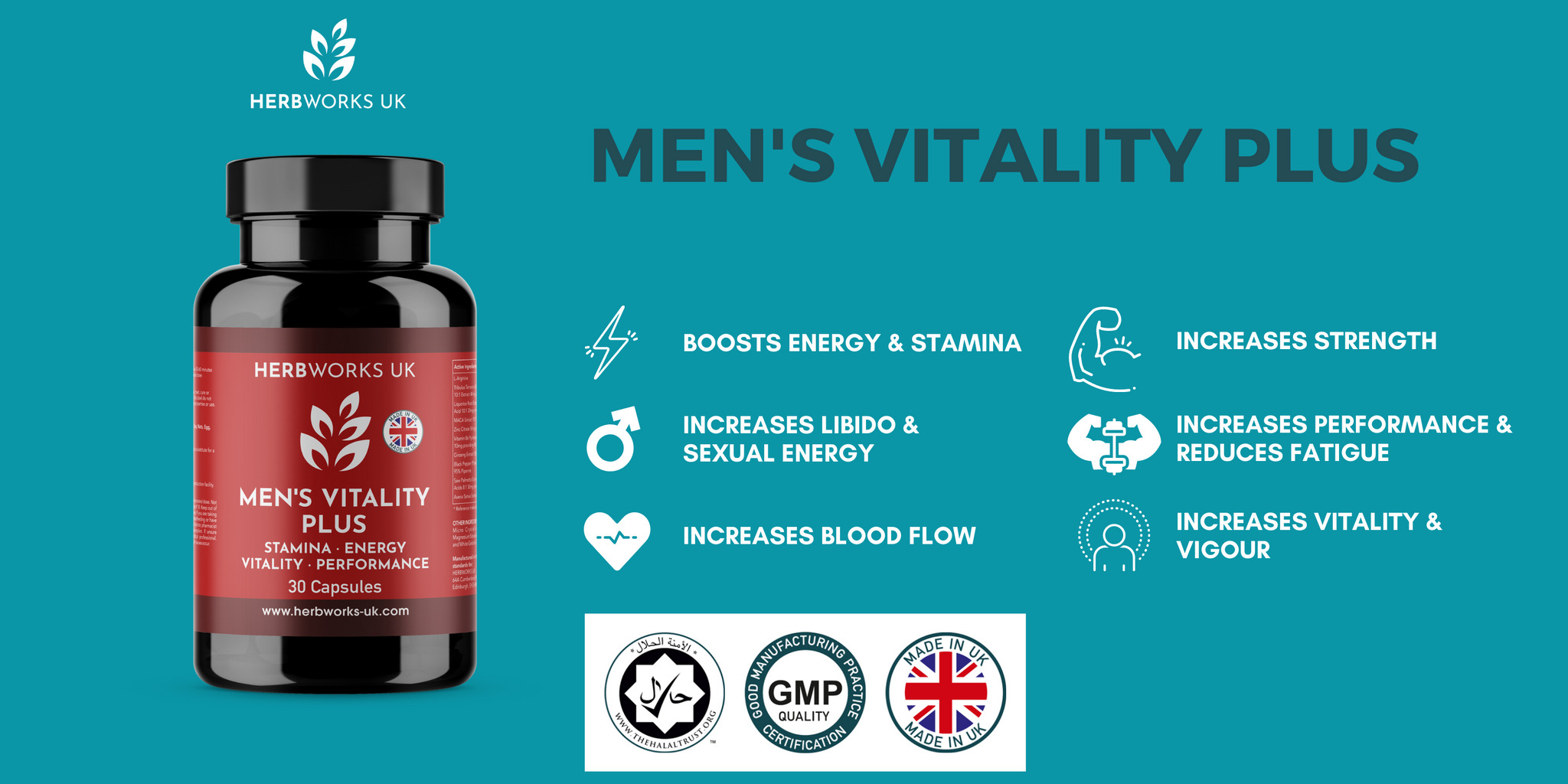 Men's Vitality Plus - Performance Enhancer for Men Capsules Made in UK ...